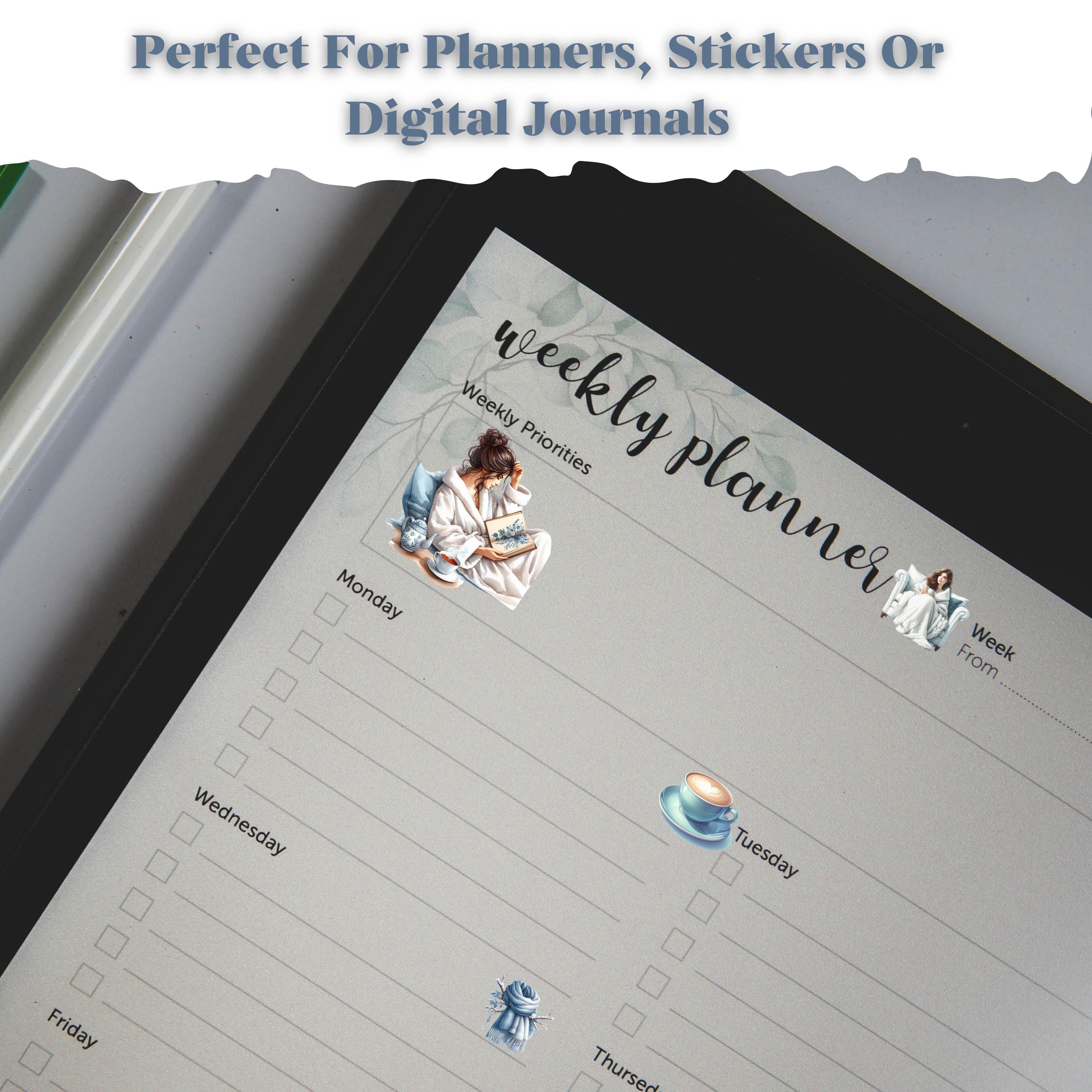 January Morning Routine Clipart Bundle | Winter Clipart, Book Lover ...