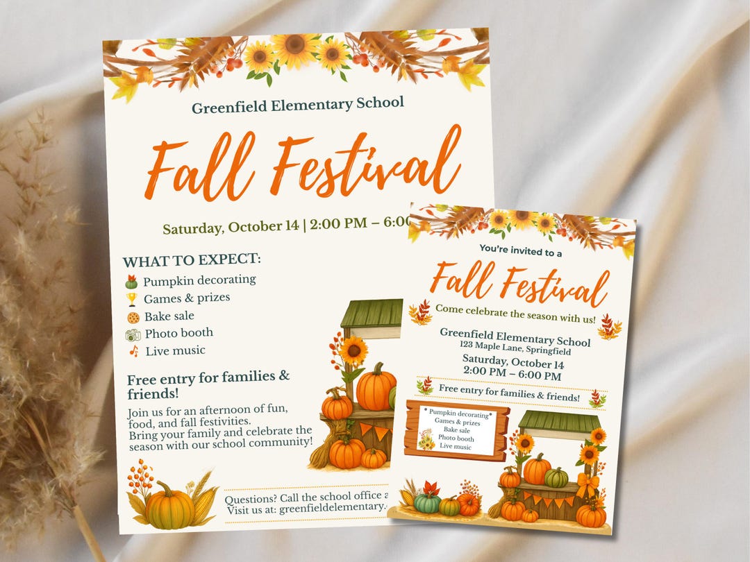 Editable Fall Festival Invitation and Flyer Bundle Template Autumn ...