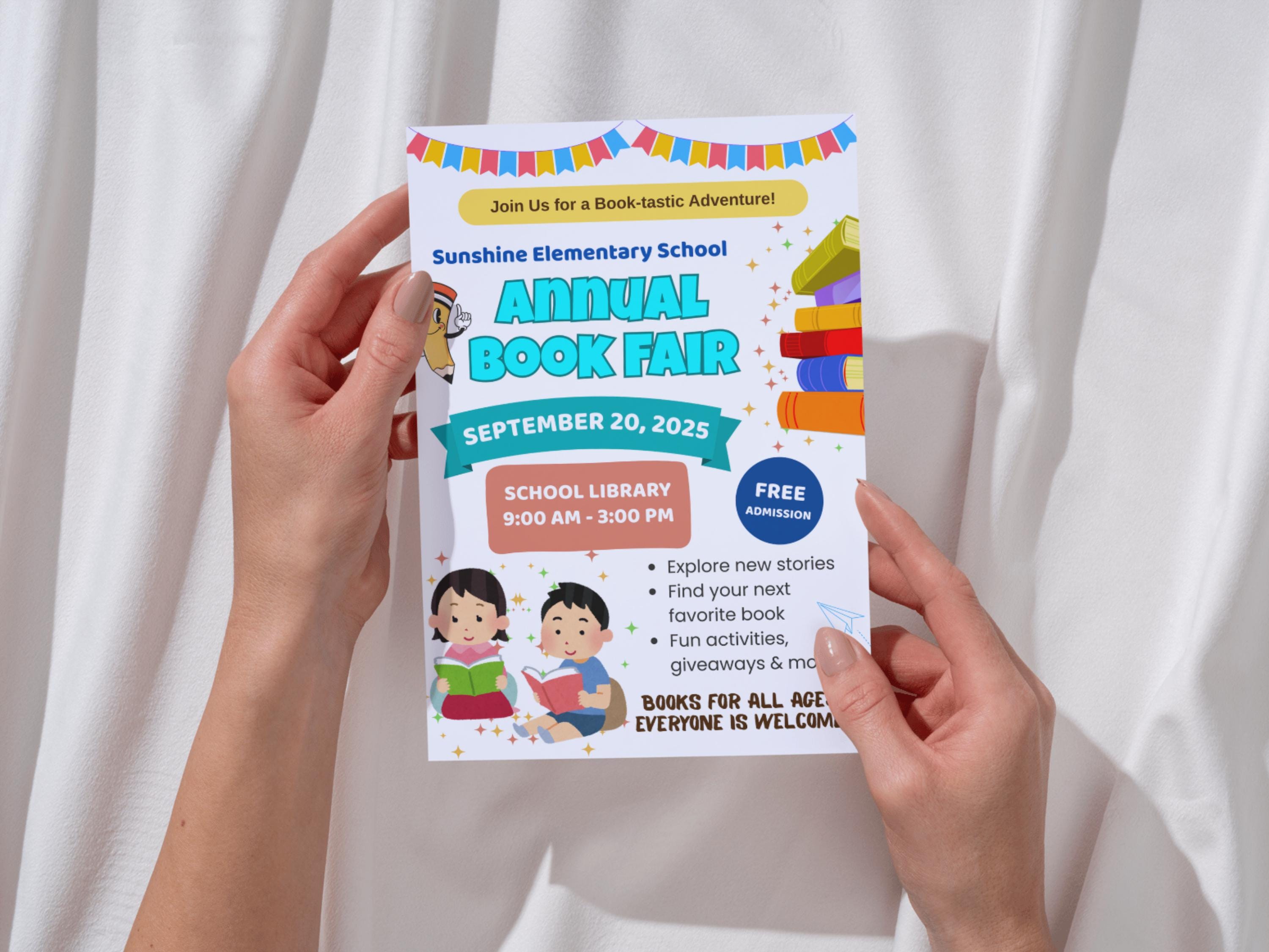 Editable Book Fair Invitation Template | School or Library Reading ...