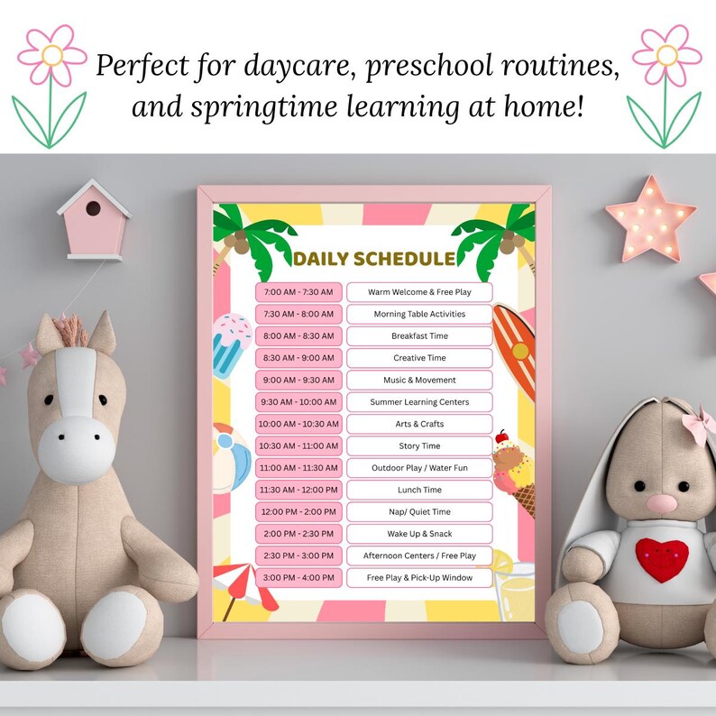 Summer Daycare Daily Schedule Template | Editable Canva Printable ...