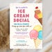 Editable Ice Cream Social Party Invitation Canva Template Summer School ...