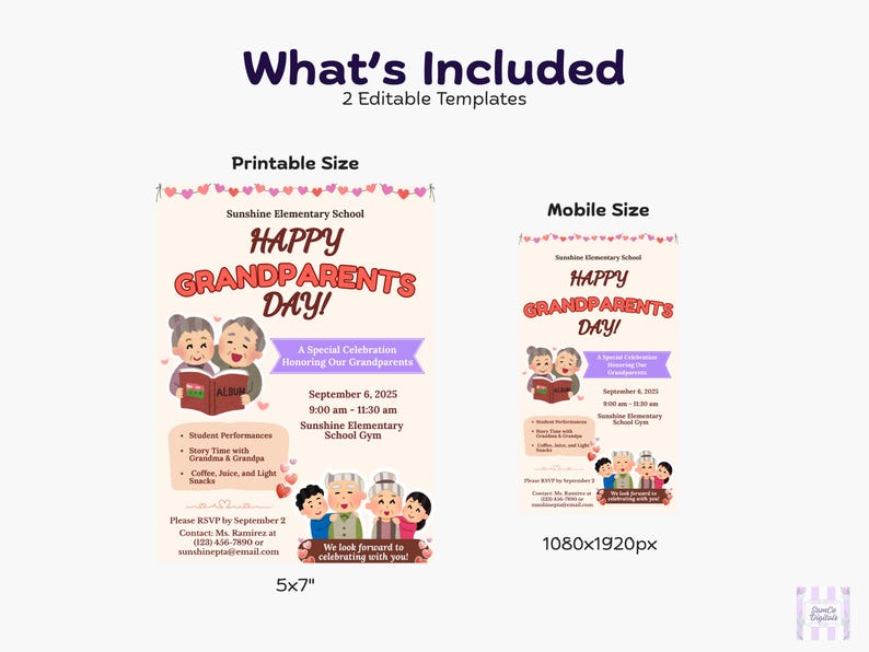 Editable Grandparents Day Invitation Template School Classroom Event ...