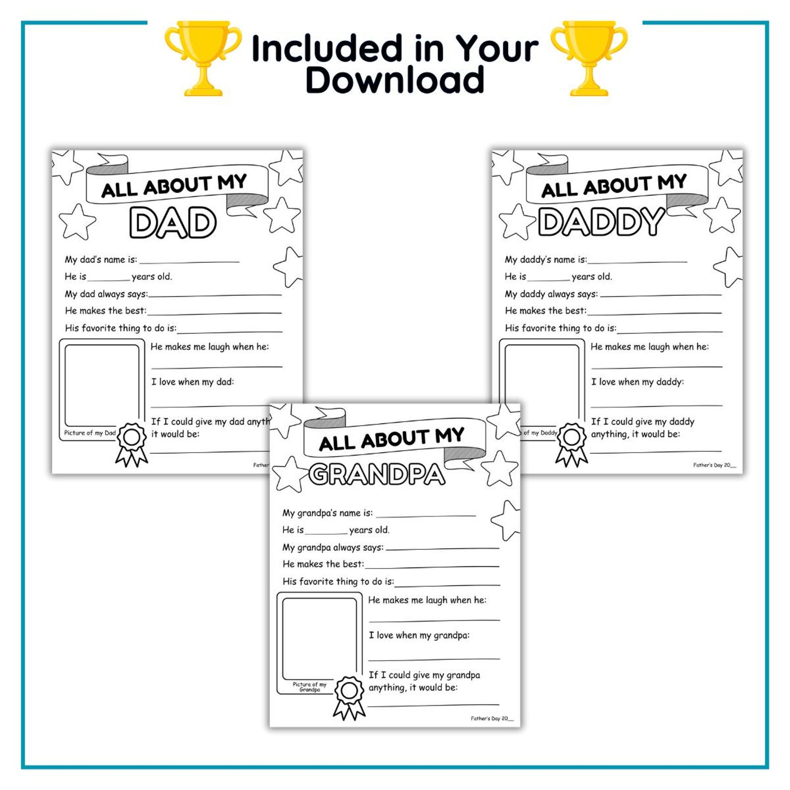 All About My Dad Printable | Father's Day Printable – Kids ...