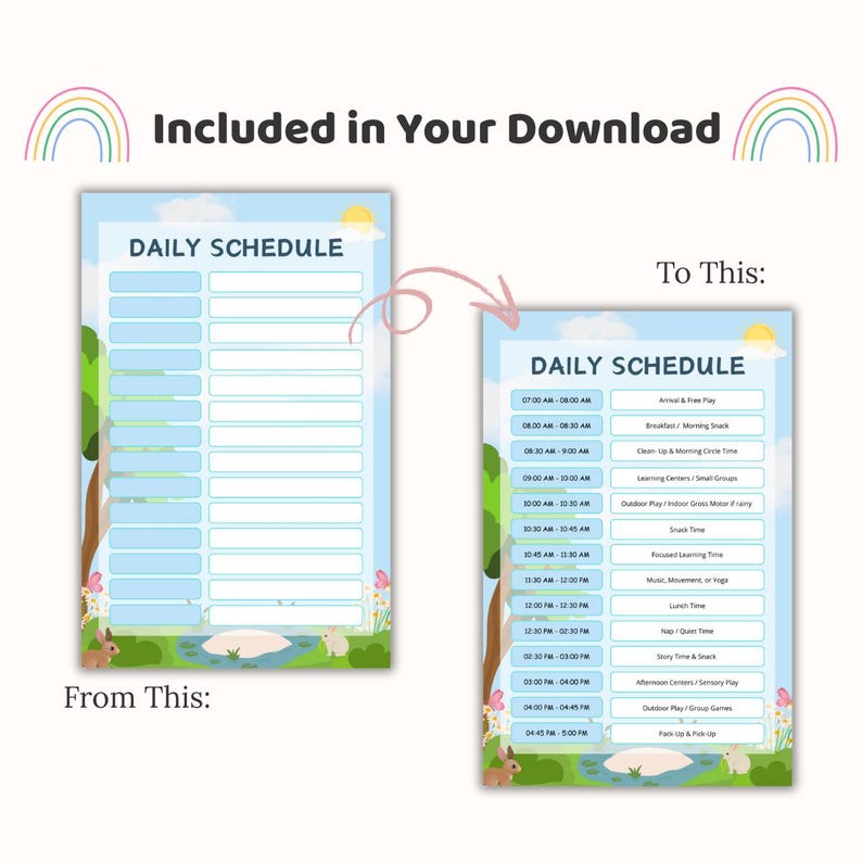 Spring Daycare Daily Schedule: Editable Canva Printable (5 Sizes) - Etsy