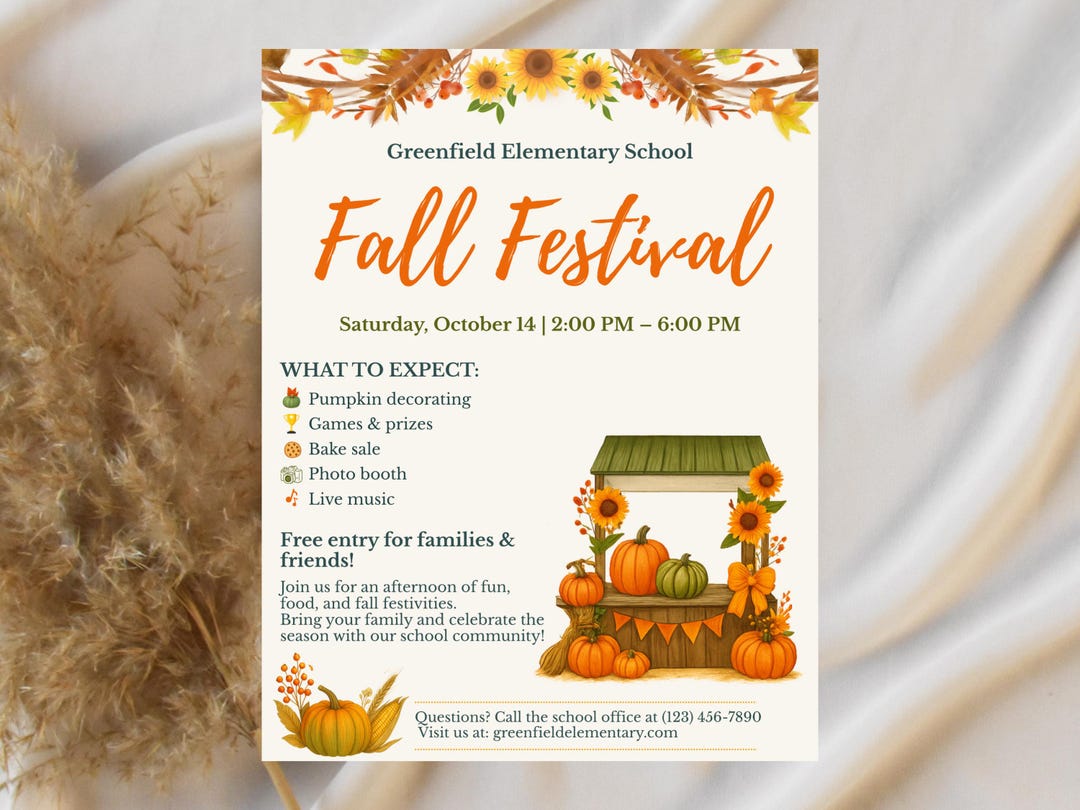 Editable Fall Festival Flyer Template Autumn School Community Event ...