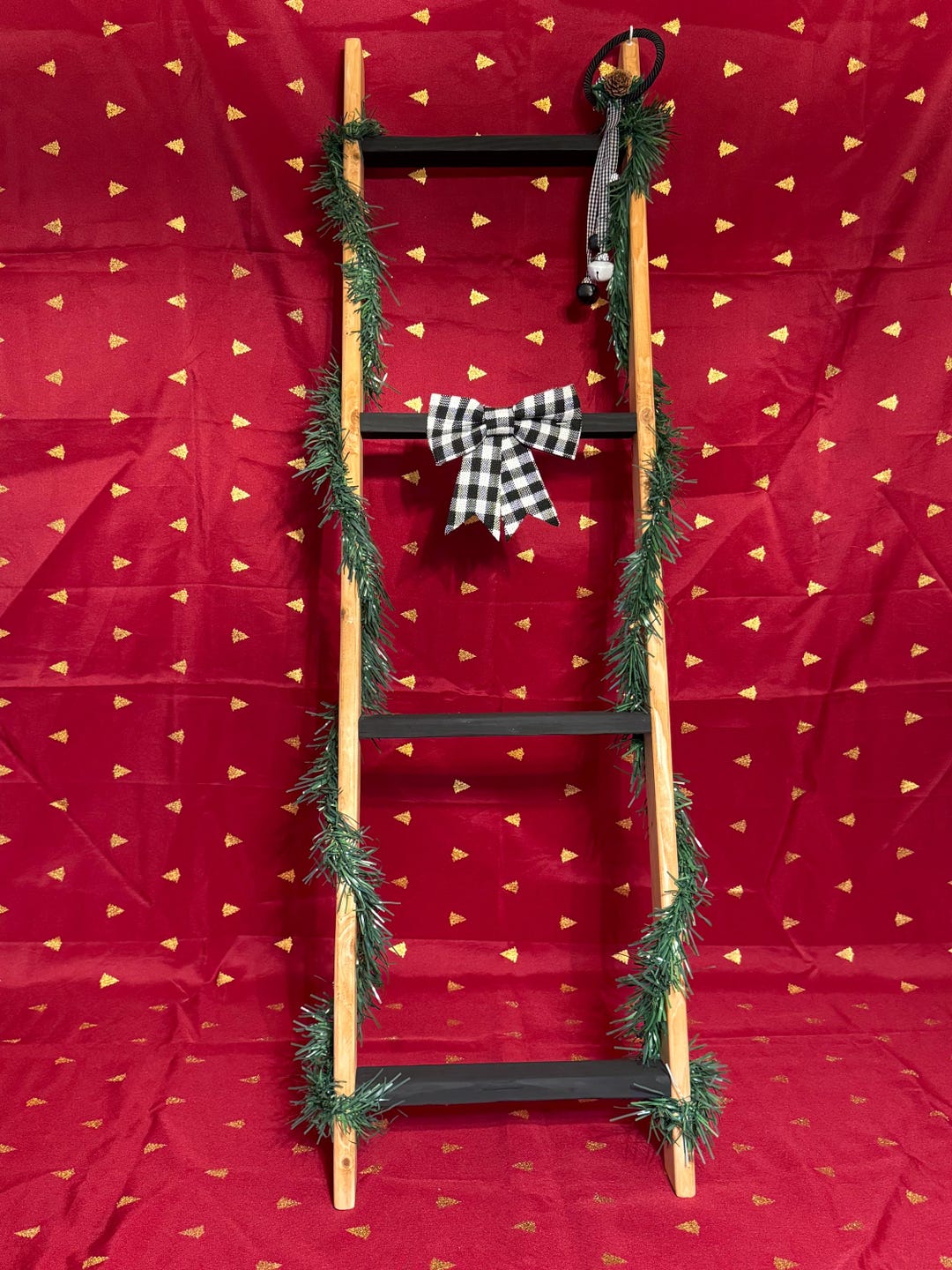 Christmas Ladder, Tree Ladder, Holiday Decor, Black & Stained Ladder ...