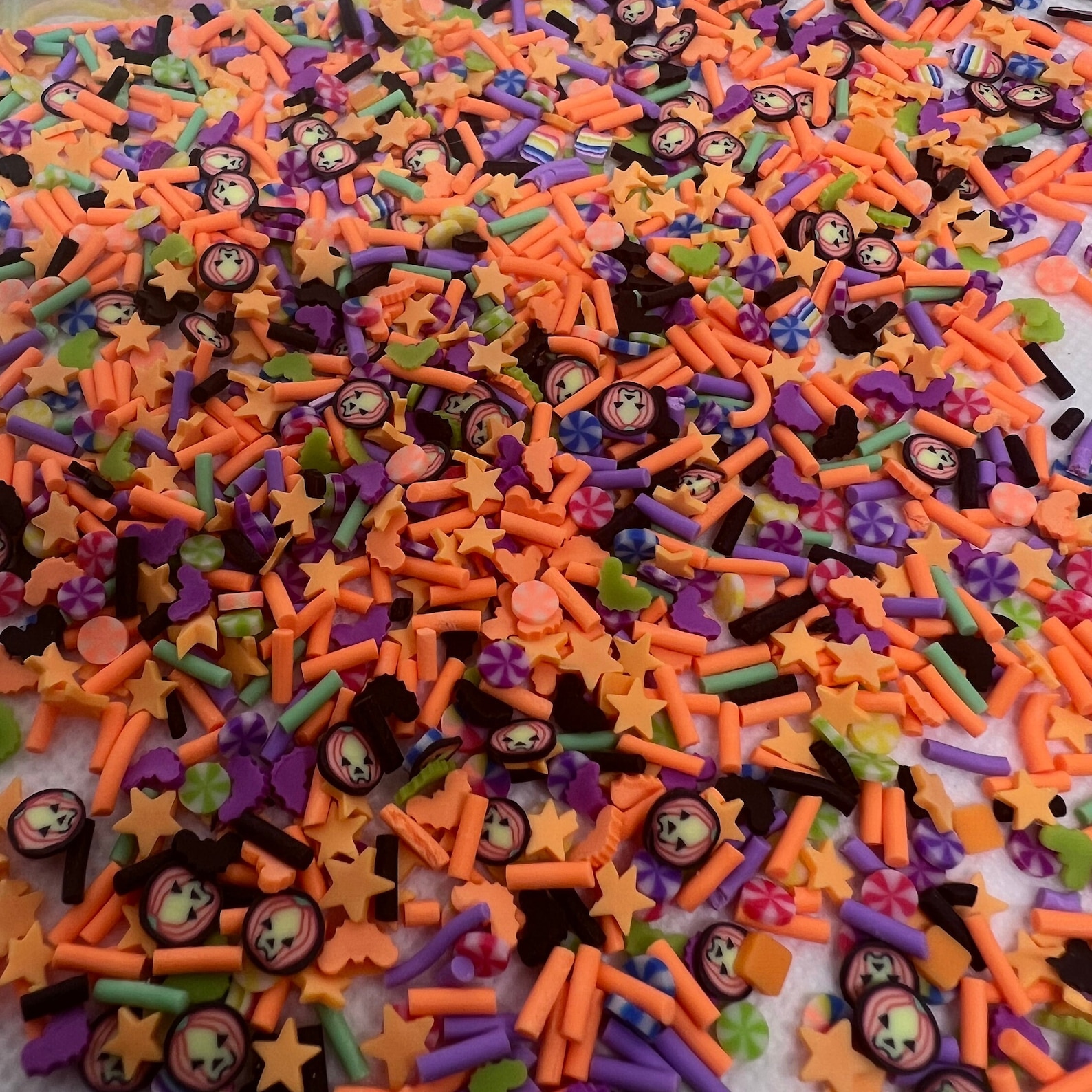 Pumpkins & Bats Mix Candy Jack O'lantern Purple Orange Green Slime Fimo ...