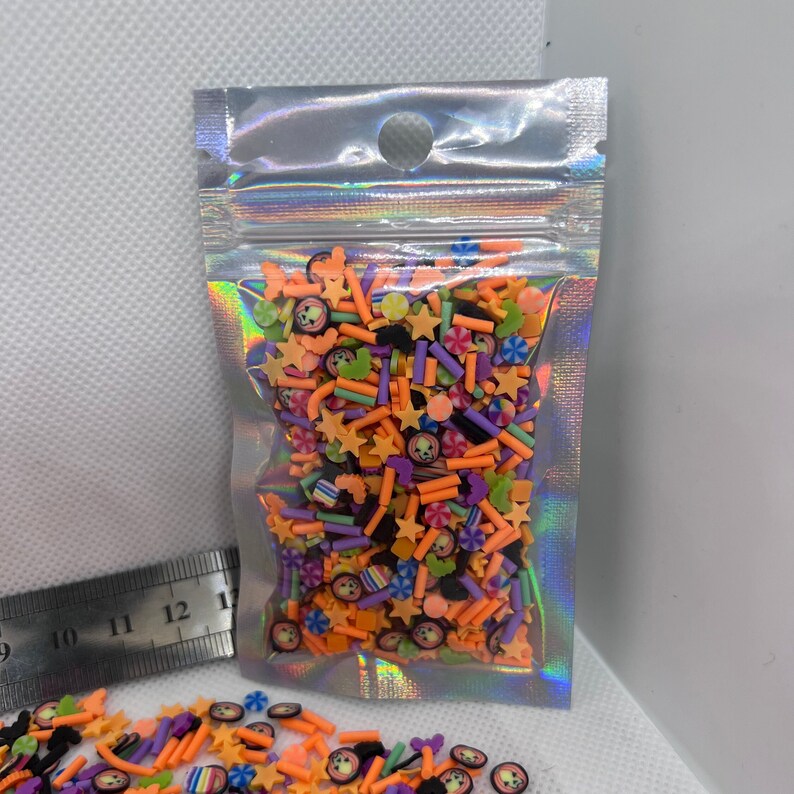 Pumpkins & Bats Mix Candy Jack O'lantern Purple Orange Green Slime Fimo ...