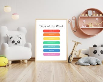 Days of the Week Educational Poster - Etsy UK