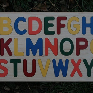 Alphabet Puzzle Wooden - Raised CAPITAL Letters - Made in USA - Etsy