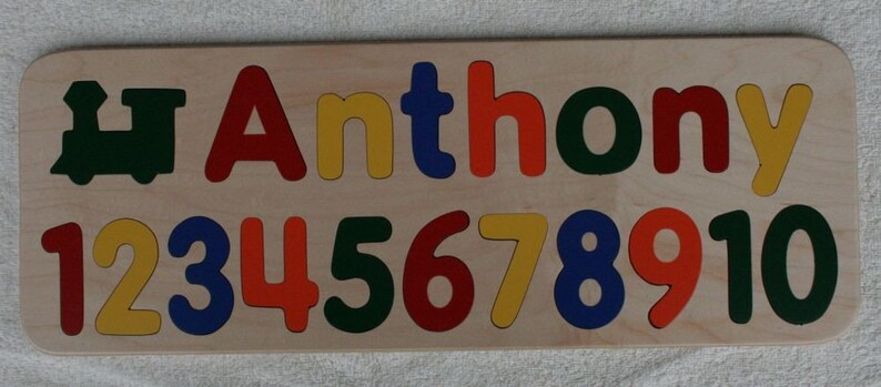 Name Puzzle - Raised Letters - With Numbers - Birthday Gift - Kids Wood ...