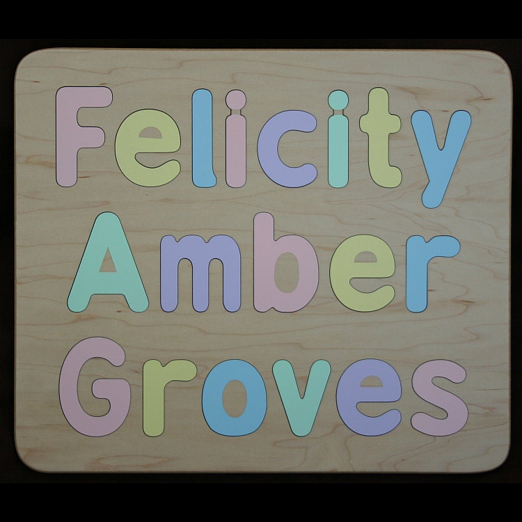 Wooden Name Puzzle for Three Names - Custom Personalized - Birthday ...