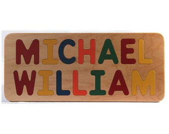 Wood Name Puzzle for Two Names, Kids Birthday Gift, Personalized ...