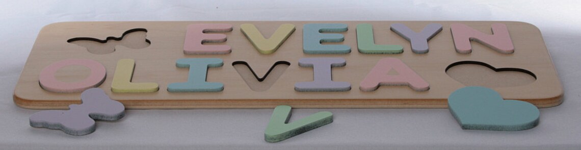 Name Puzzle - Personalized Wood Name Puzzle for Two Names - Birthday ...