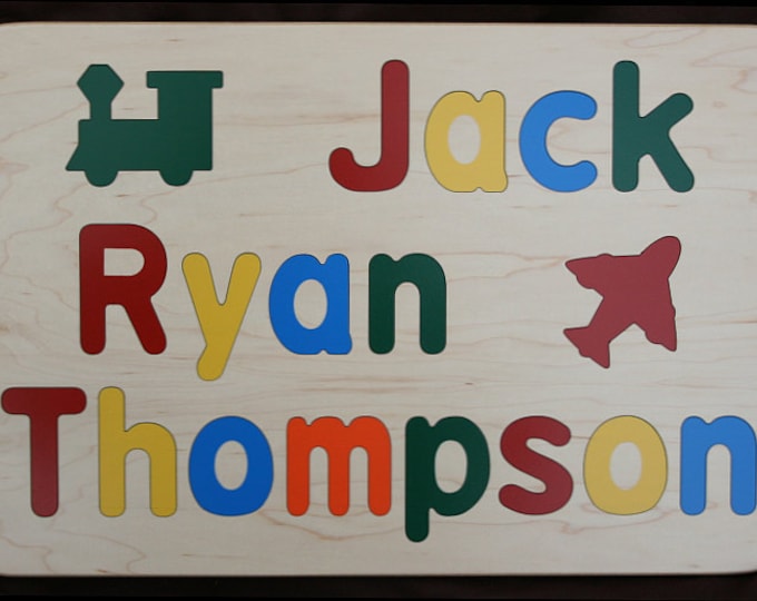 Wooden Name Puzzle for Three Names - Custom Personalized - Birthday ...
