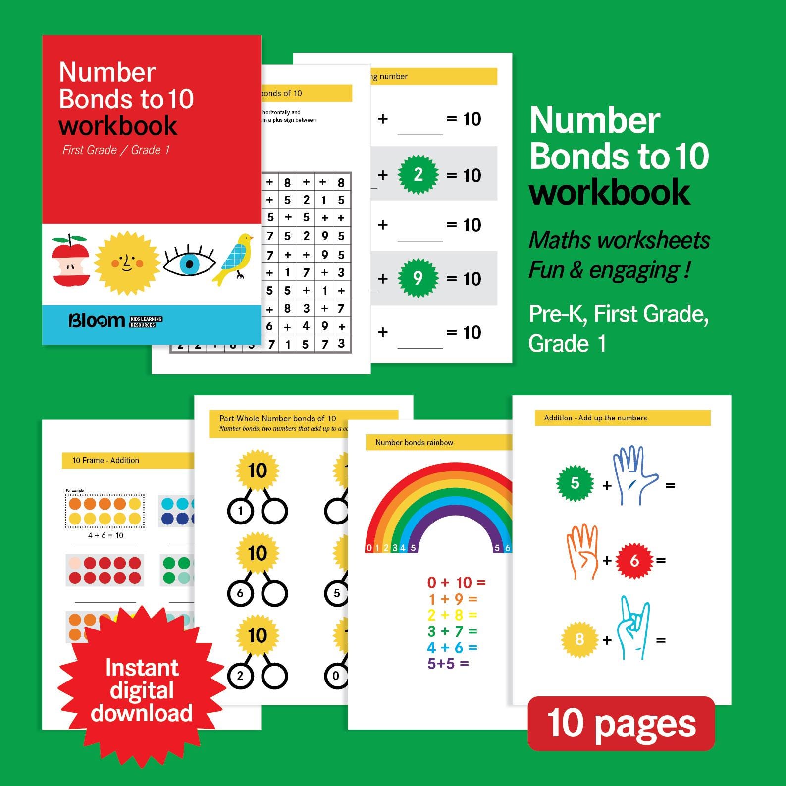 First Grade Number Bonds to 10 Math Activity Worksheet - Printable ...