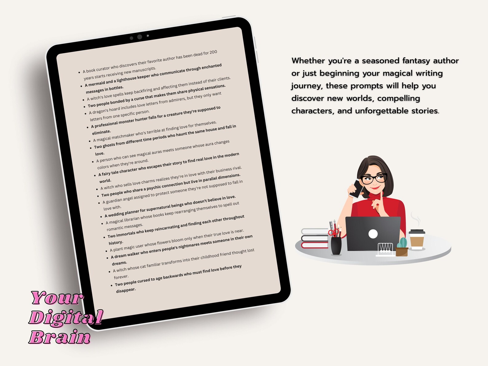 500 Fantasy Writing Prompts: Creative Writing Workbook (instant PDF ...