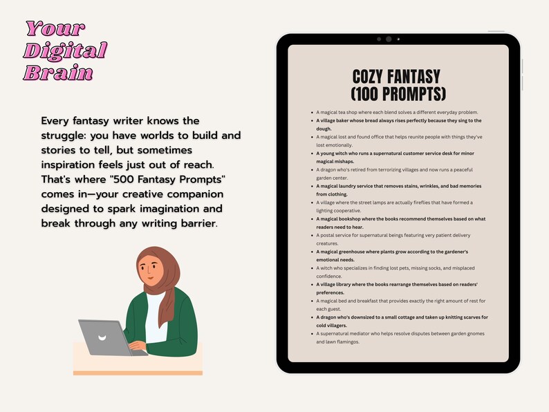 500 Fantasy Writing Prompts: Creative Writing Workbook (instant PDF ...