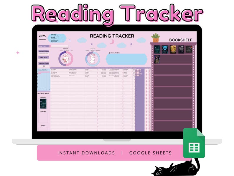 Reading Tracker + Dashboard | Digital Book Tracker | Google Sheets ...