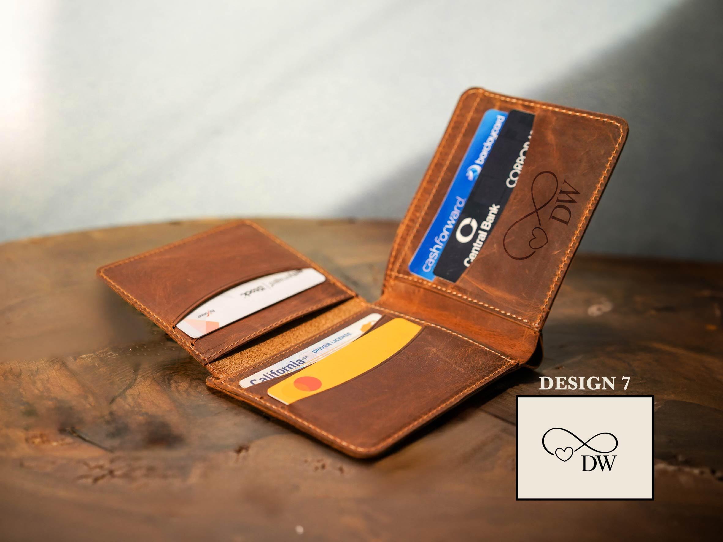 Personalized Leather Name Wallet Christmas Gift Engraved Genuine ...