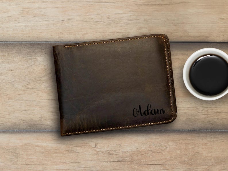 Personalized Leather Name Wallet Christmas Gift Engraved Genuine ...