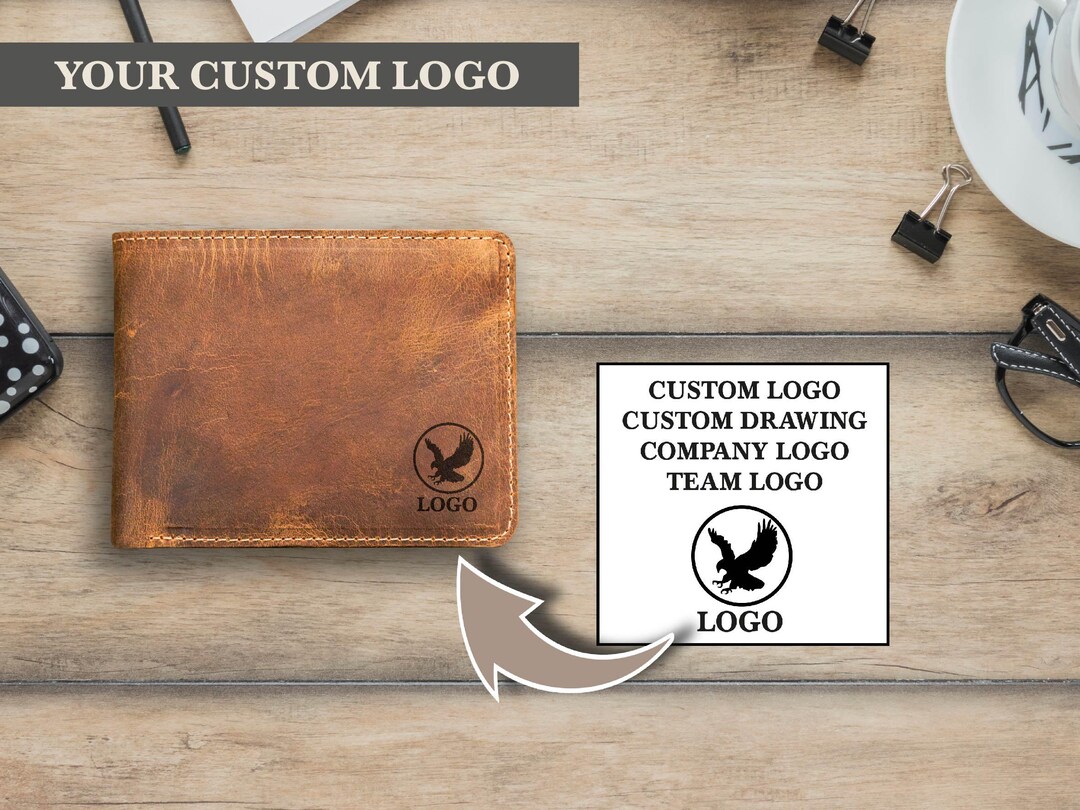 Custom Engraved Logo Wallet, Personalized Gift for Him, Birthday Gift ...