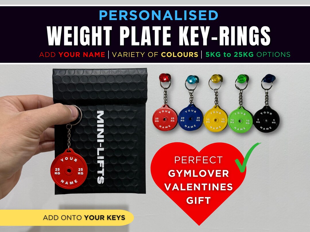 Personalised Weight Plate Key-rings Valentines Gym Gift for Him Fitness ...