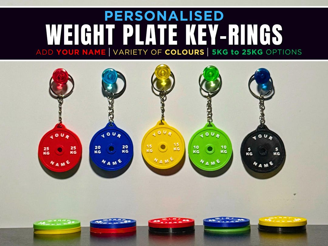 Personalised Weight Plate Key-rings for All Gym Lovers Gym Gift Fitness ...