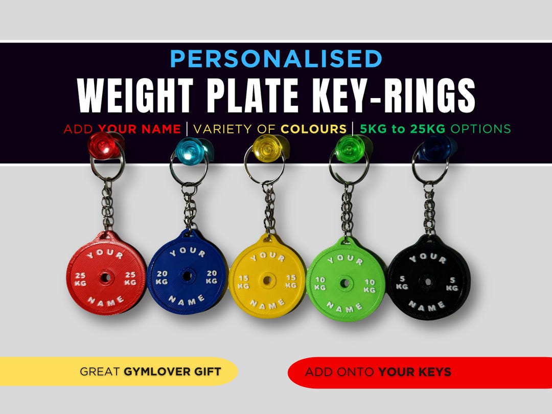 Personalised Weight Plate Key-rings Gym Gift for Him / Her Fitness Gift ...