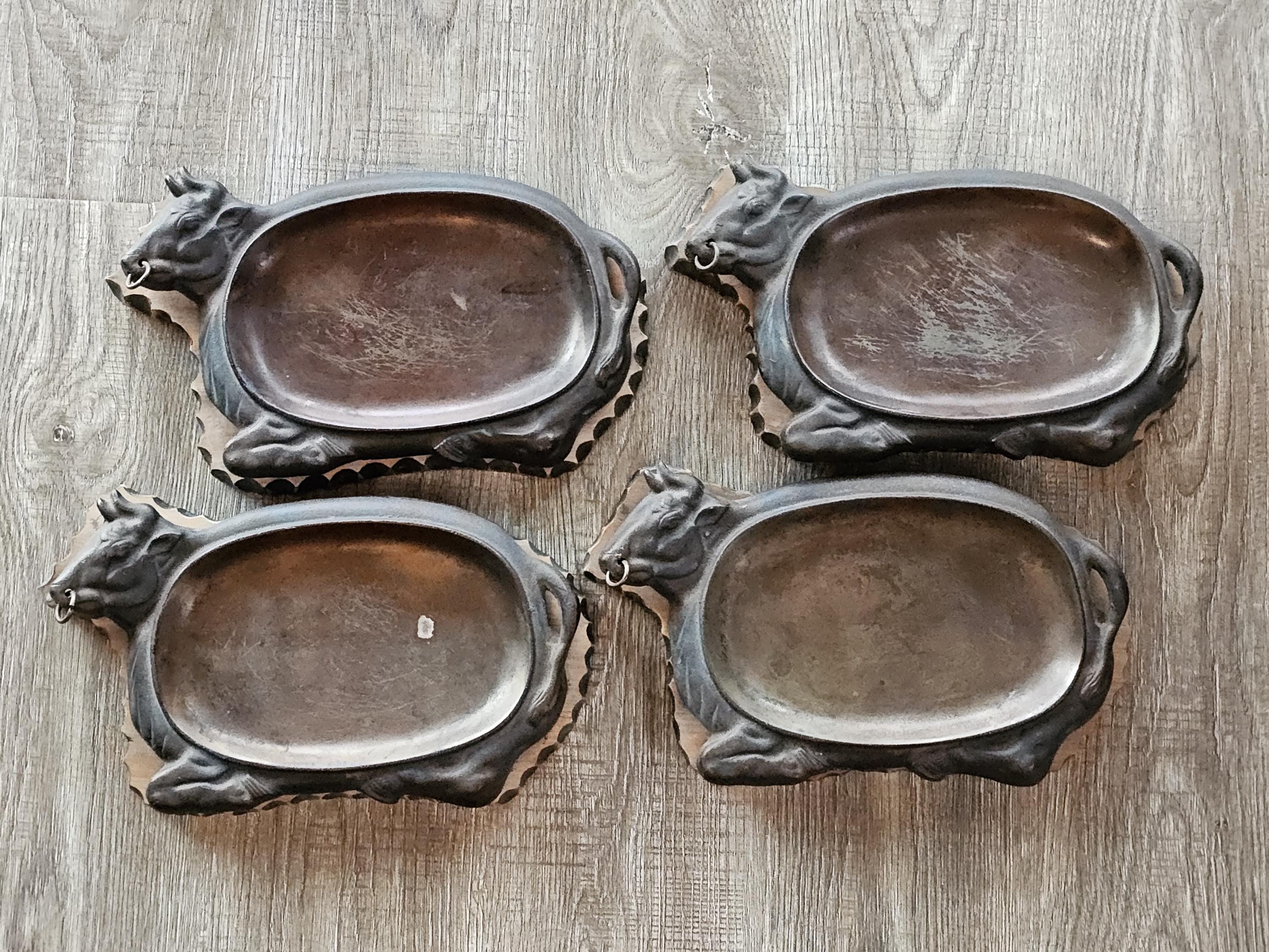 4 Beautiful Vintage Bull CAST IRON Skillets for Steaks and Fajitas - Etsy
