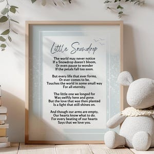 Little Snowdrop Memorial Poem: Infant Loss Remembrance Art (digital ...