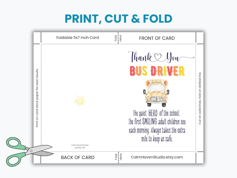 Bus Driver Thank You Card, School Staff Appreciation (PDF Card) - Etsy