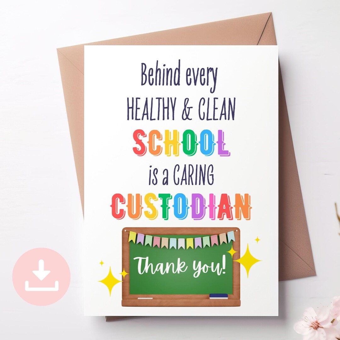 School Custodian Thank You Card: Staff Appreciation Gift (PDF) - Etsy