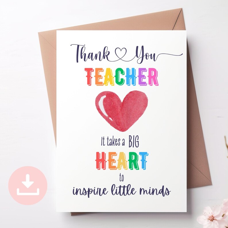 Printable Thank You for Being My Teacher Card From Students, "it Takes ...