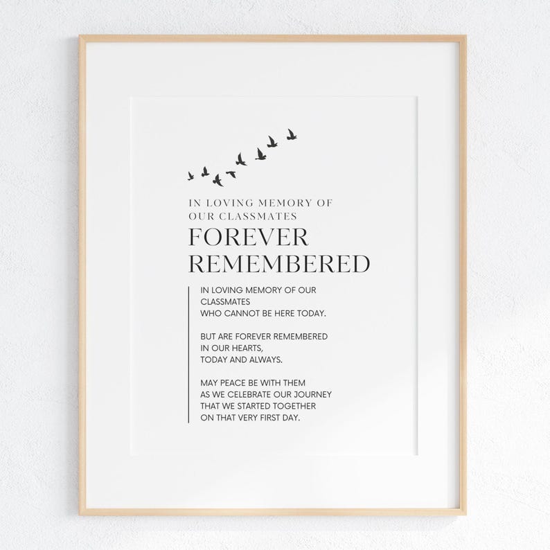 PRINTABLE Memory Table Sign for High School 25th Class Reunion, Forever ...