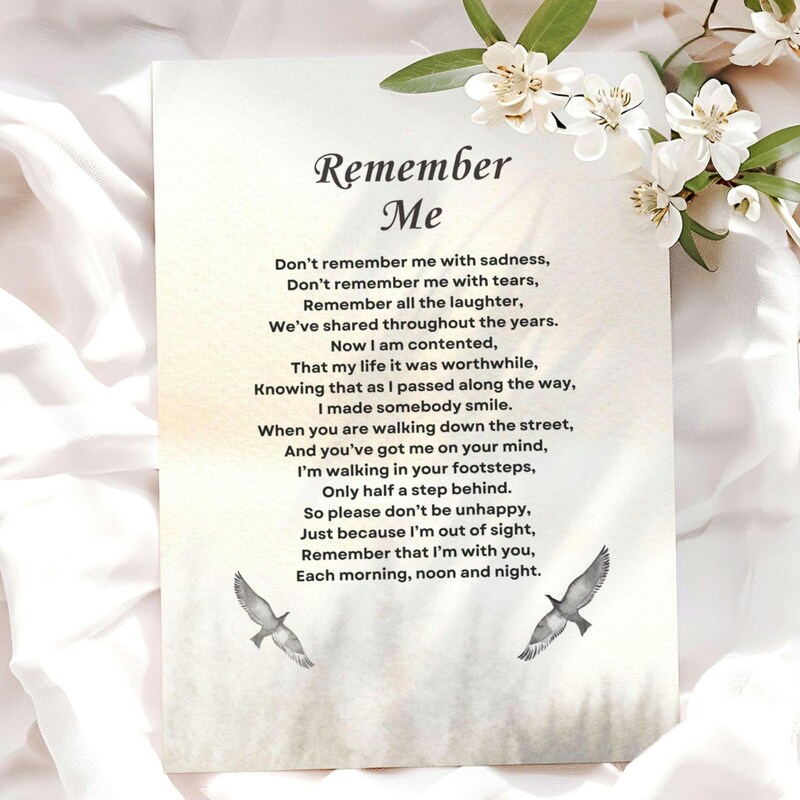 Remember Me Poem - Etsy