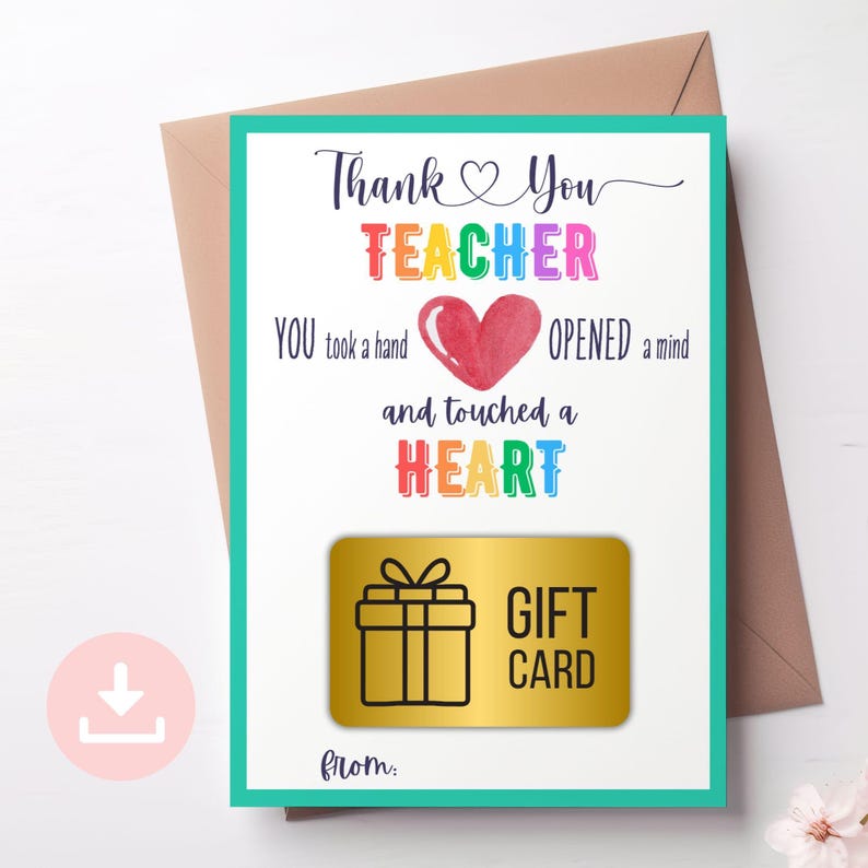 Printable Teacher Gift Card Holder, Thank You Card for Sunday School ...