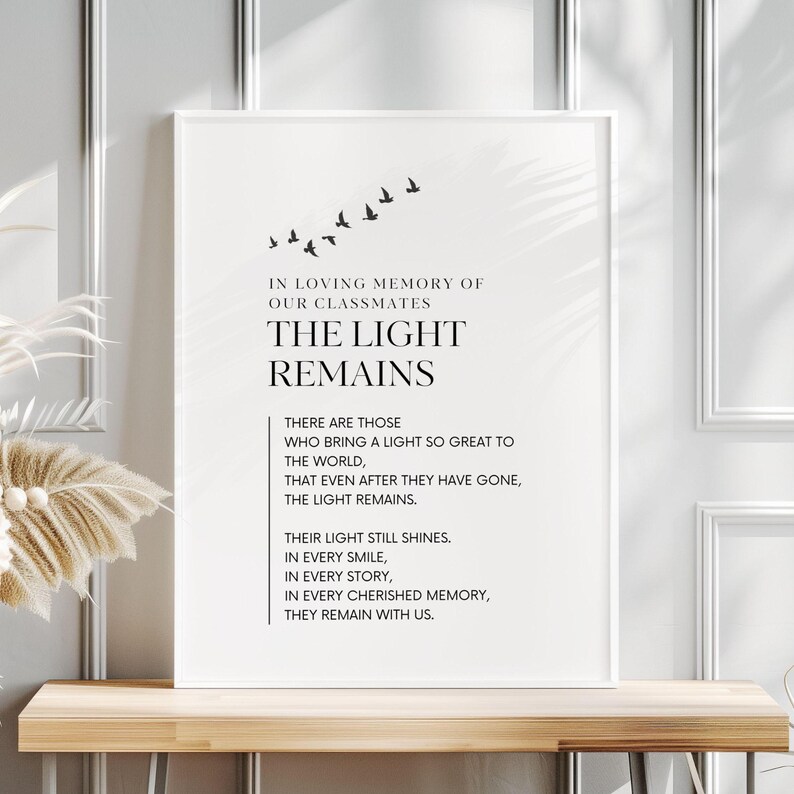 Class Reunion Memorial Sign, Minimalist Poem (digital Download) - Etsy
