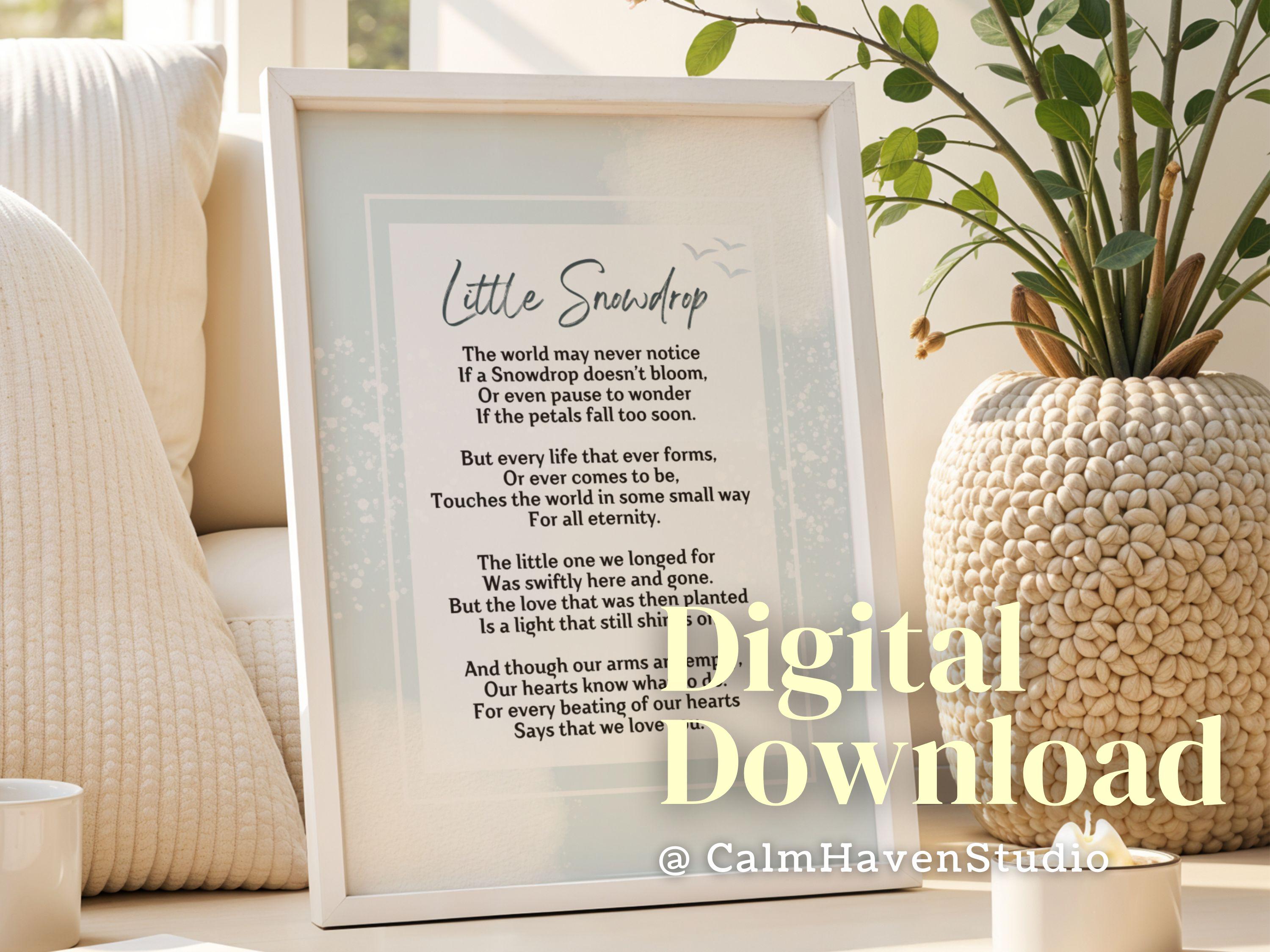 Little Snowdrop Memorial Poem: Infant Loss Remembrance Art (digital ...