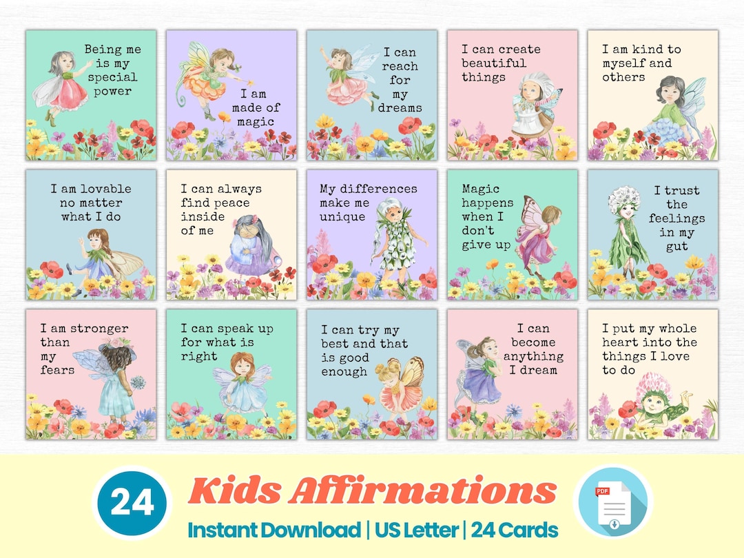 Kids' Fairy Affirmation Cards, Printable Kindness Mini- Lunchbox Notes ...