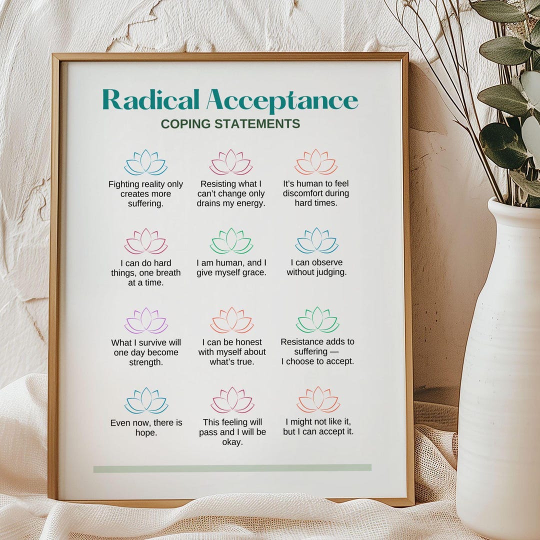 Printable Radical Acceptance Art Poster: DBT Coping Statement Print ...