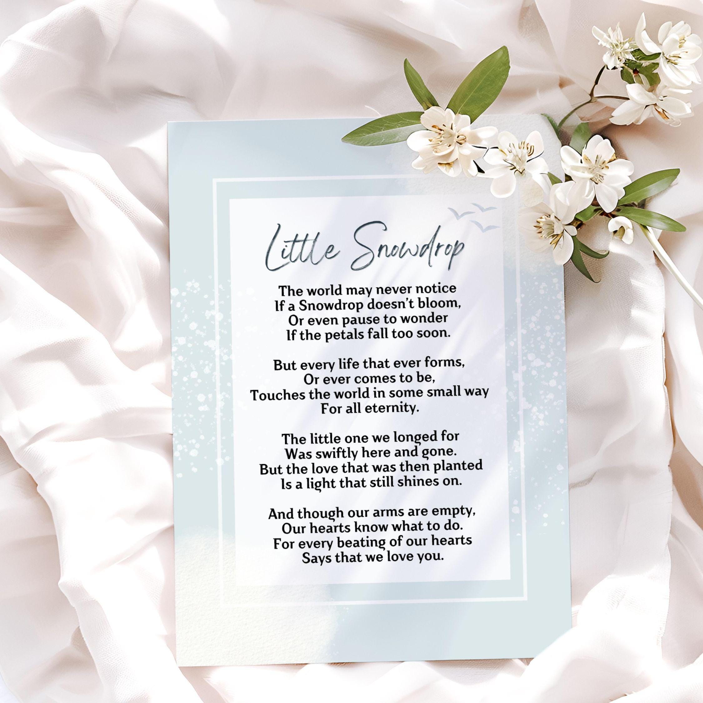 Little Snowdrop Memorial Poem: Infant Loss Remembrance Art (digital ...