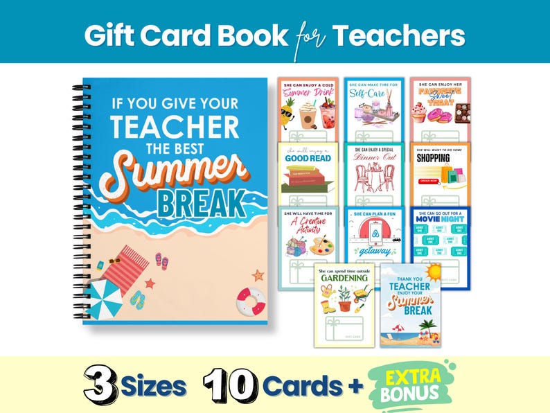Teacher Appreciation Gift Card Book: End of Year Printable (digital ...