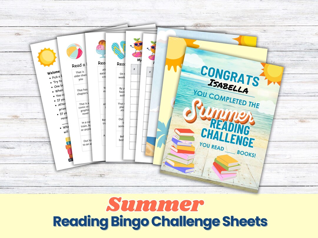 Kids Summer Reading Challenge Sheets: Bingo, Reading Challenge Charts ...