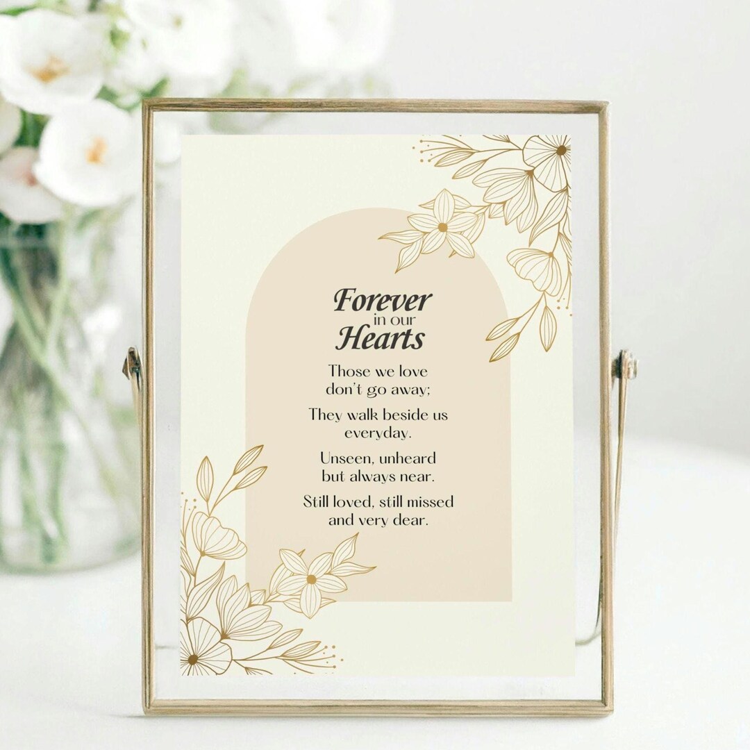Memorial Service Table Decoration - Celebration of Life Funeral Poem ...