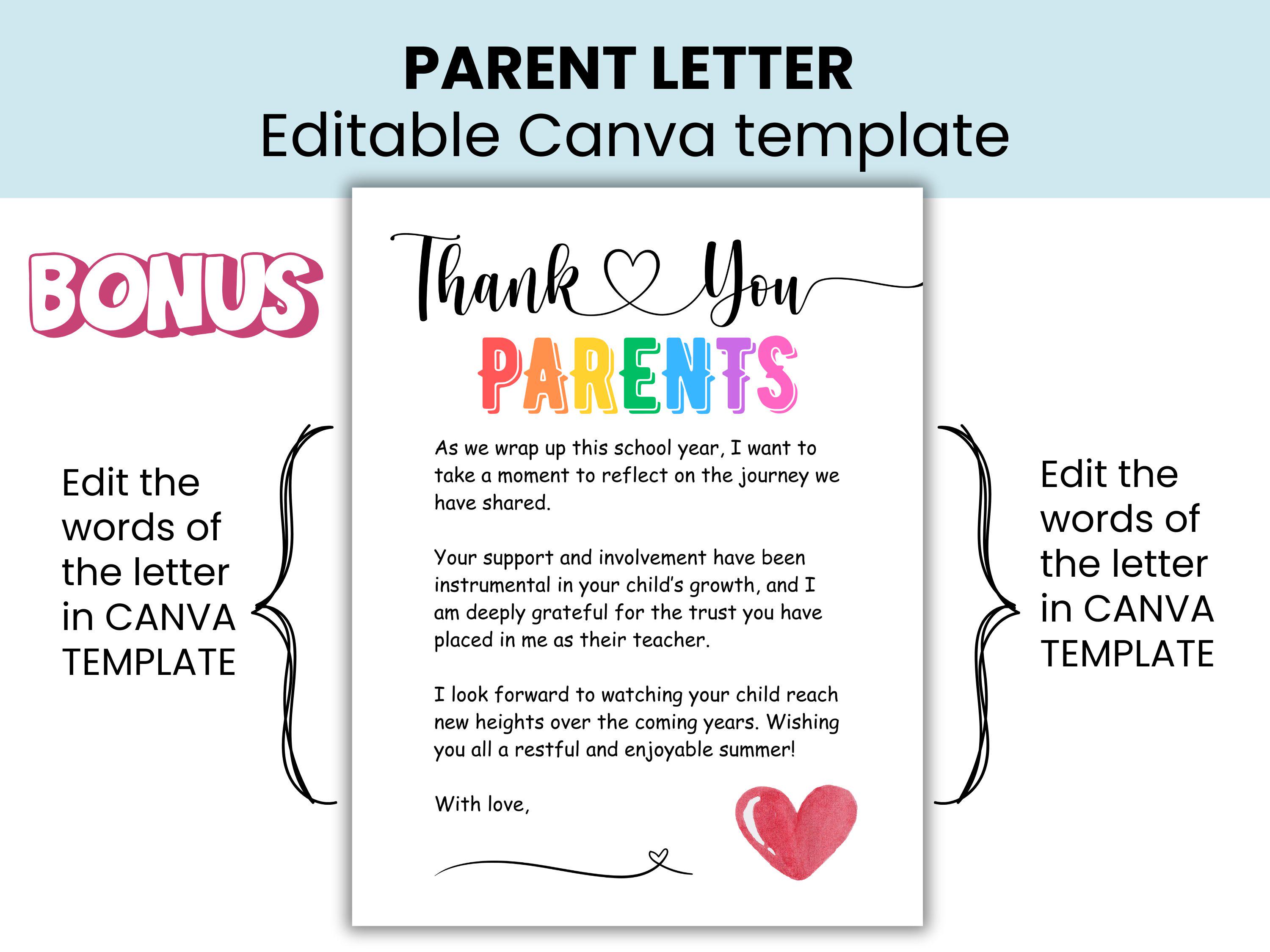 End of Year Teacher Letter Bundle, Parent Thank You, Student Poem ...