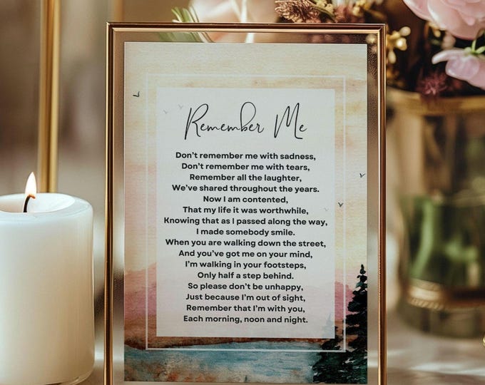 Letter From Heaven Print, to My Dearest Family, Funeral Poem, Missing ...