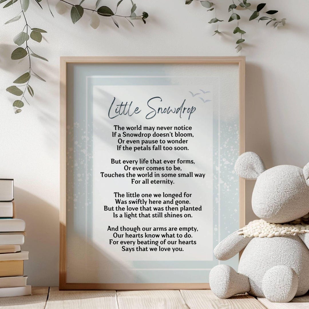 Little Snowdrop Memorial Poem: Infant Loss Remembrance Art (digital ...