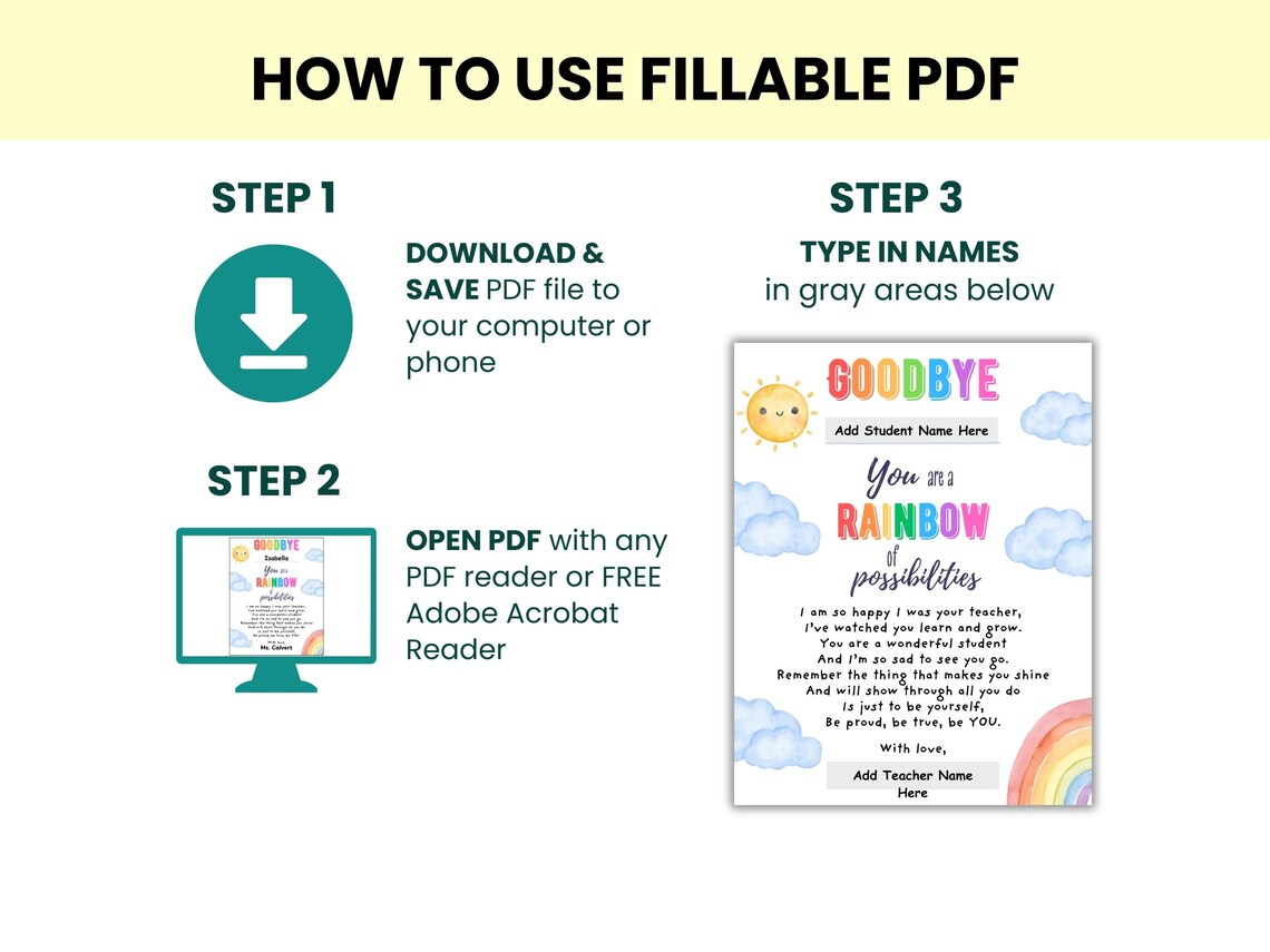 Teacher End of Year Poem for Student, End of Year Letter for Last Day ...