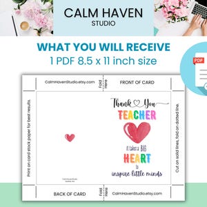 Printable Thank You for Being My Teacher Card From Students, "it Takes ...